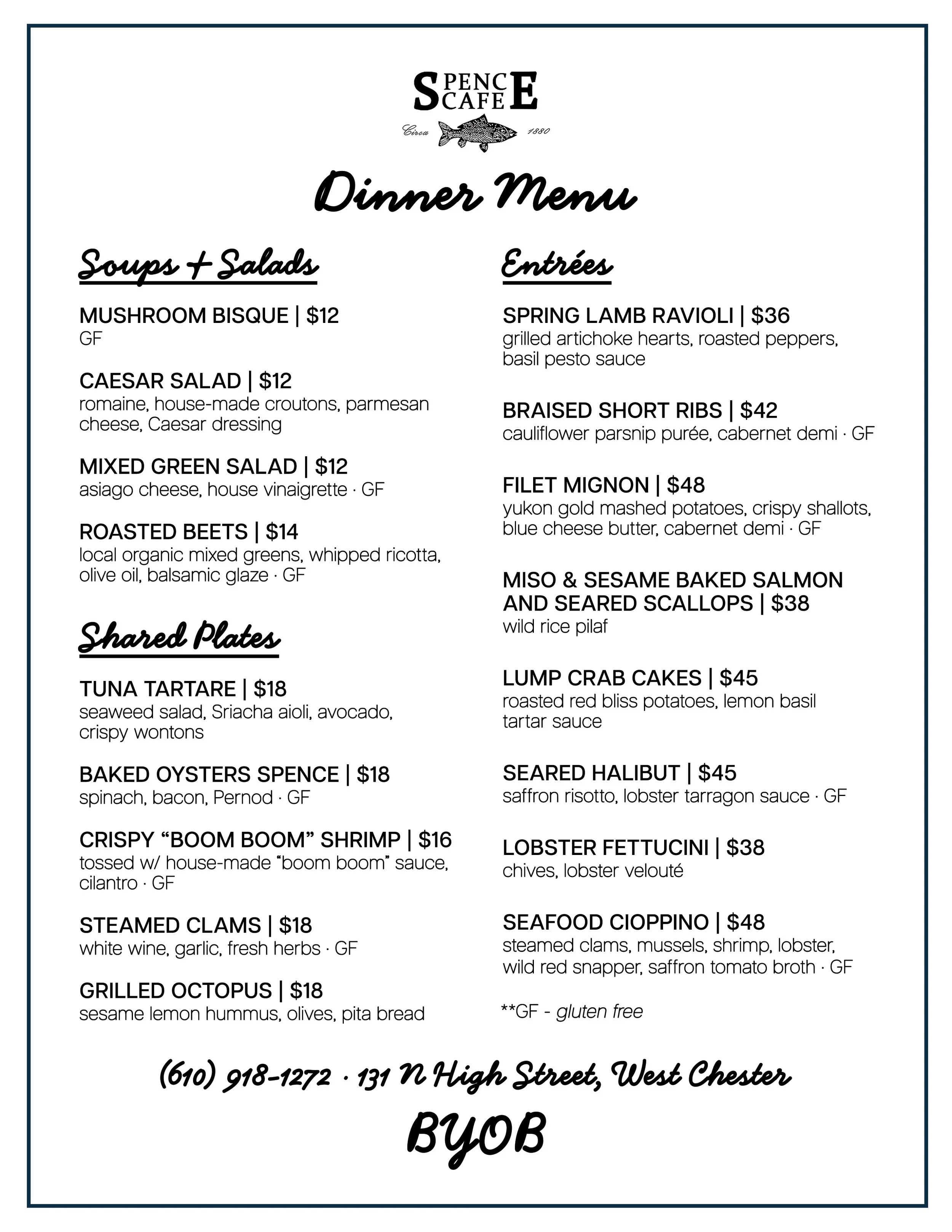 Menus — The Original Spence Cafe