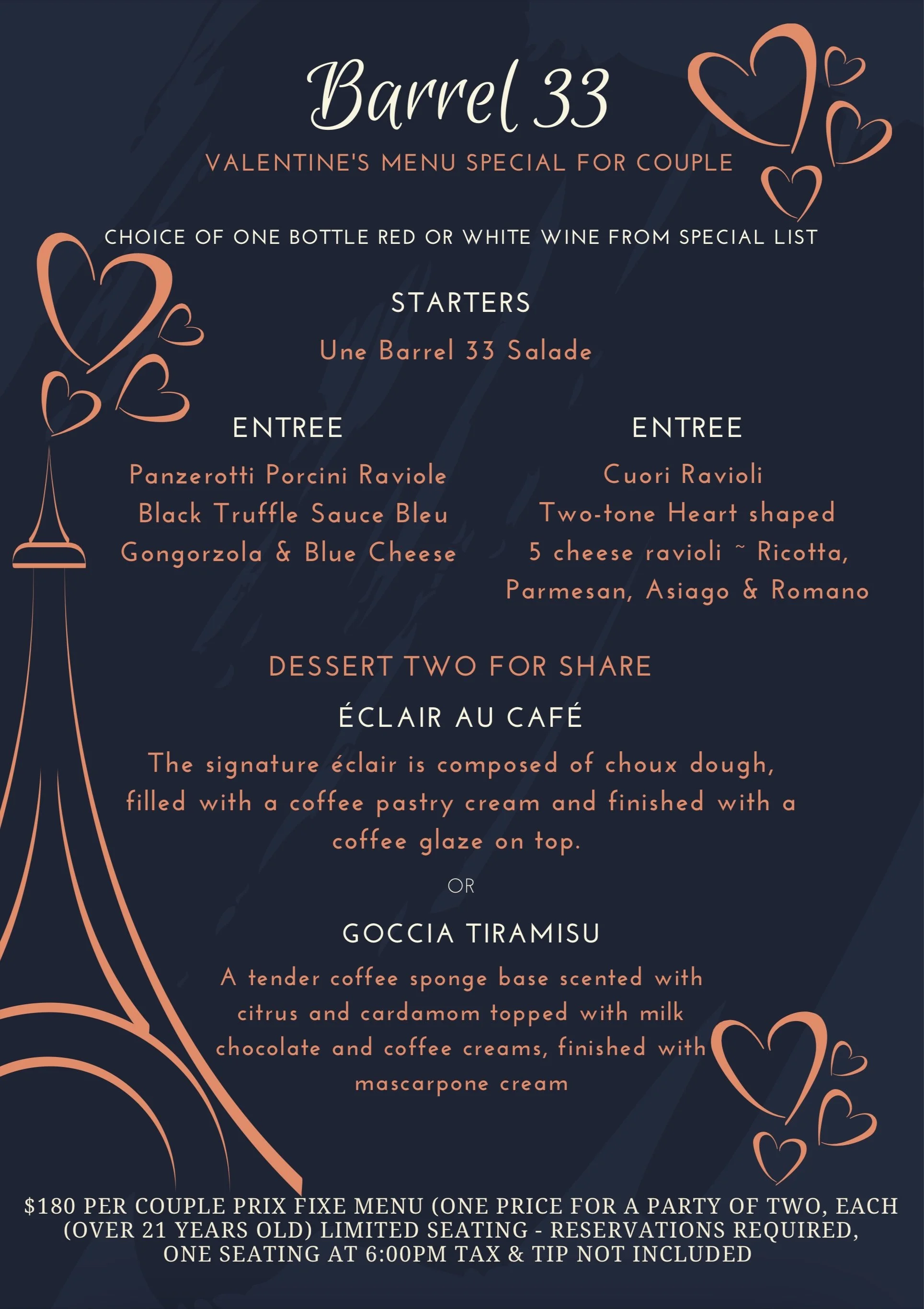 Menu FOOD & BEVERAGE — Barrel 33