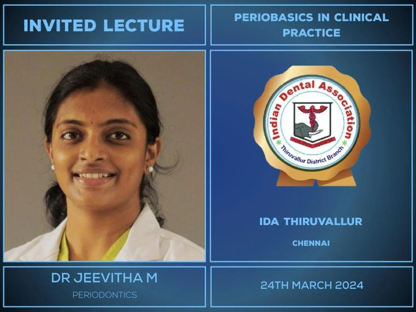 Guest Lecture by Dr Jeevitha M at 3rd IDA CDE Program 2024 ...