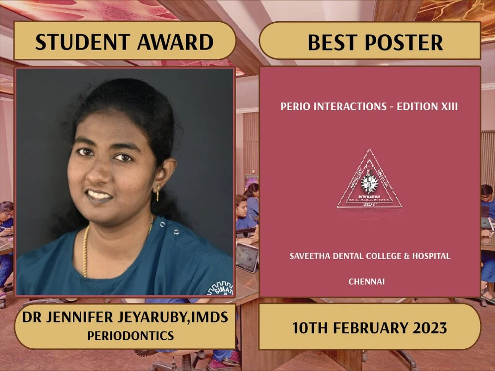 Dr Jennifer secured Best Poster at Perio Interactions Edition XIII CDE ...