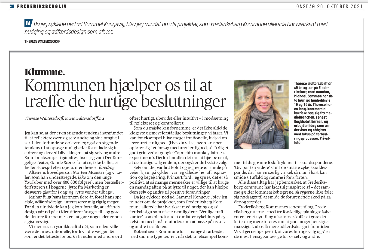 Klumme om adfærdsdesign — Waltersdorff consulting