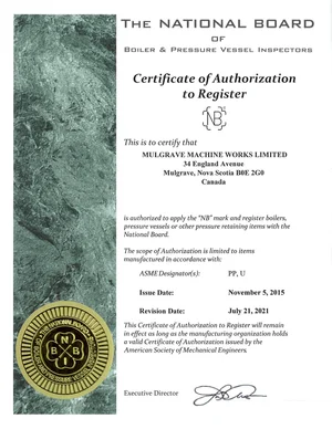 Our Certifications — Mulgrave Machine Works