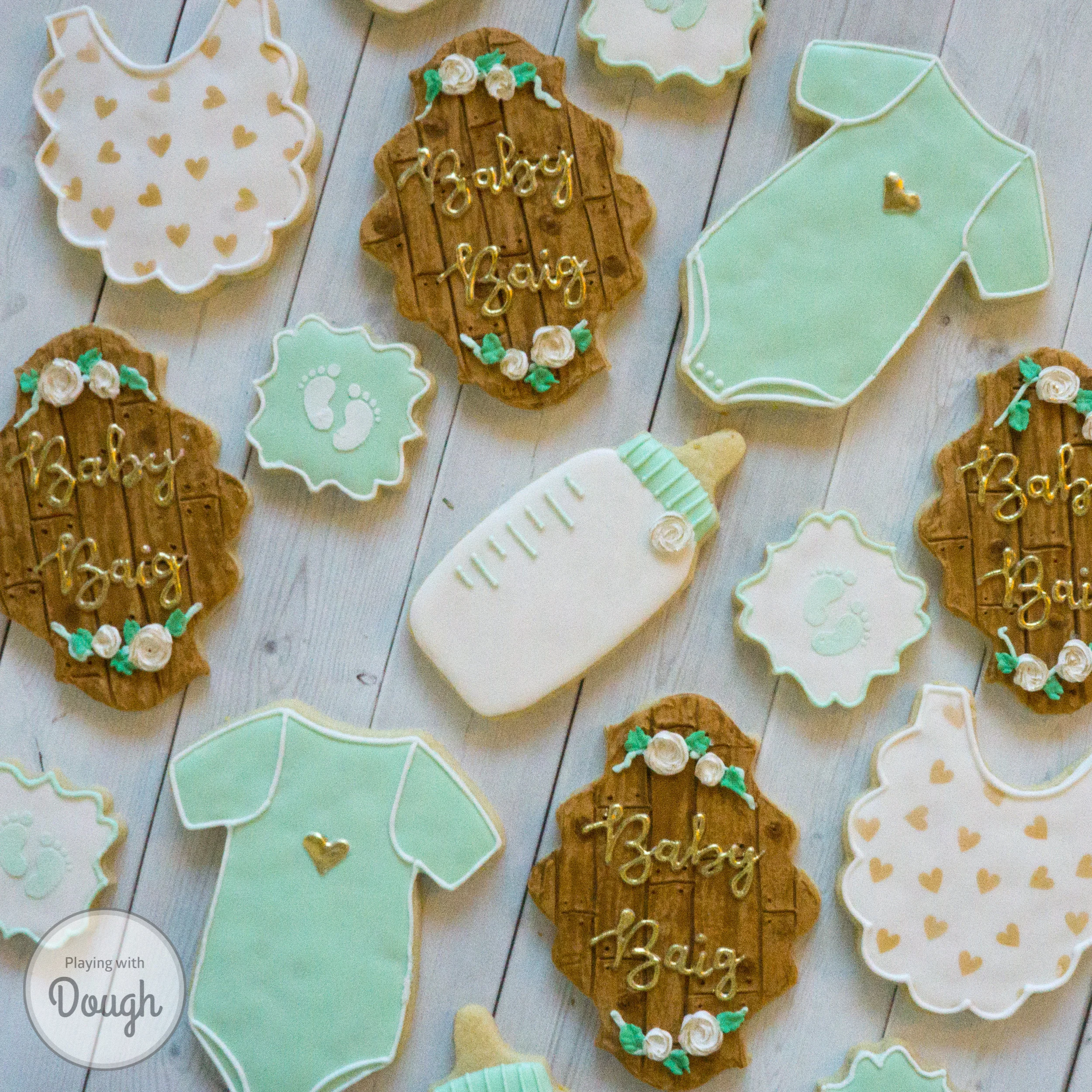 Rustic Baby Shower cookies — Playing with Dough