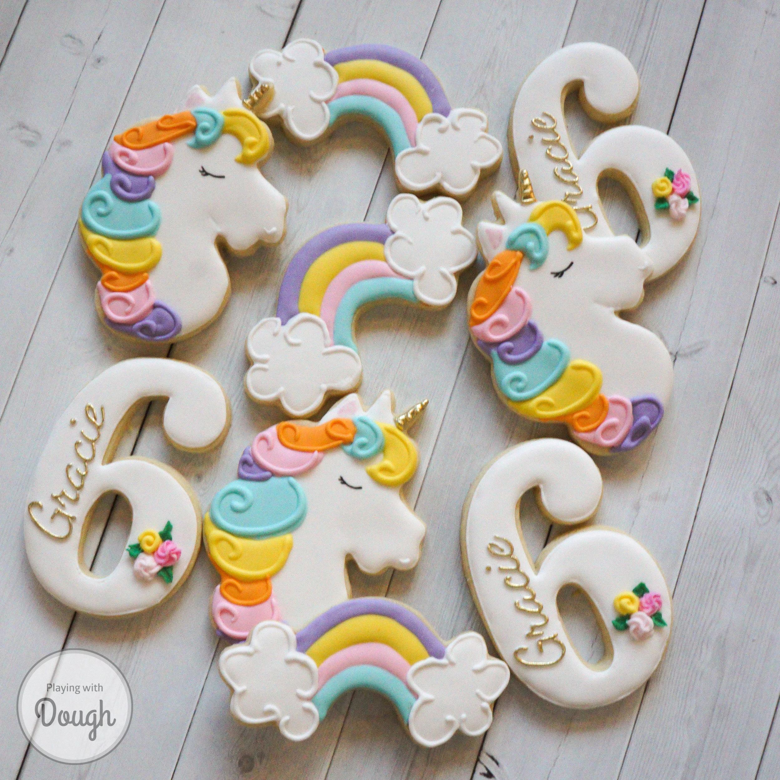Unicorn And Rainbow Cookies — Playing with Dough