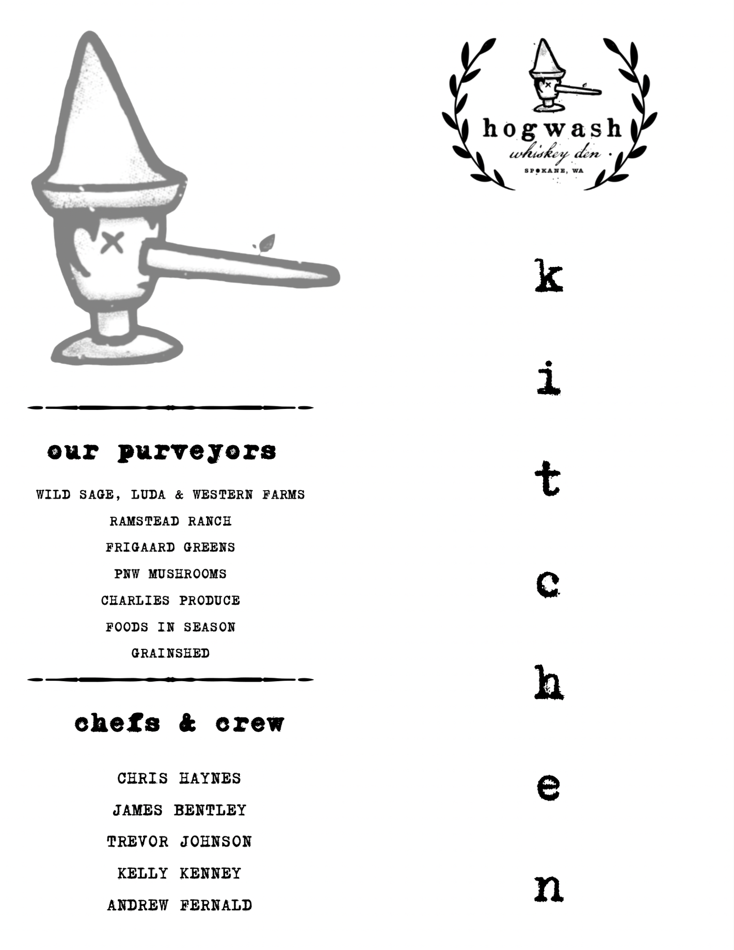 Menus — Hogwash Whiskey Den