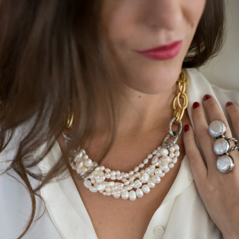 Edgy Pearl and Chain Necklace — Jet Couture Jewels
