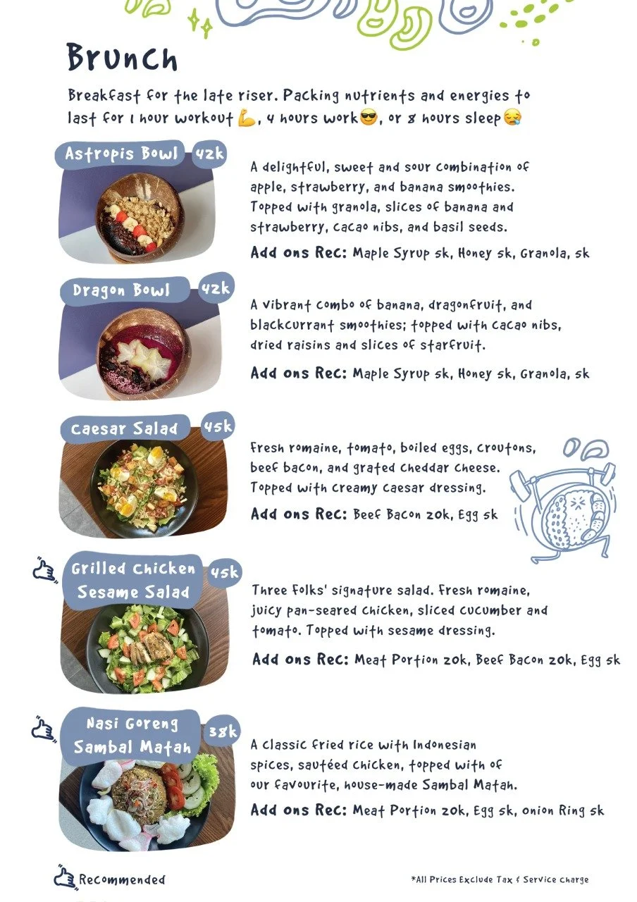 Menu Three Folks Lebak Bulus — three folks