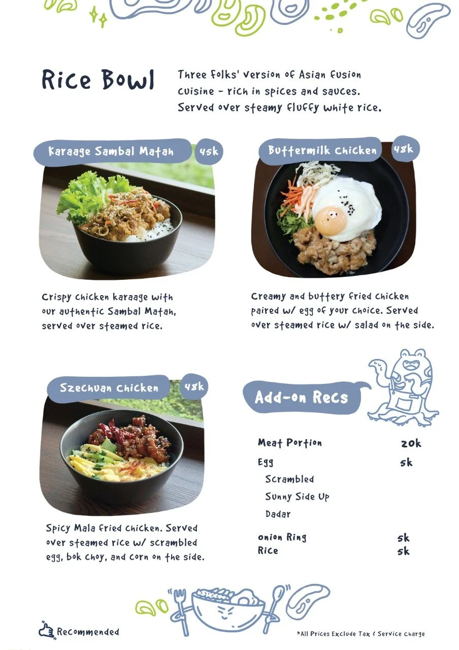 Menu Three Folks Lebak Bulus — three folks