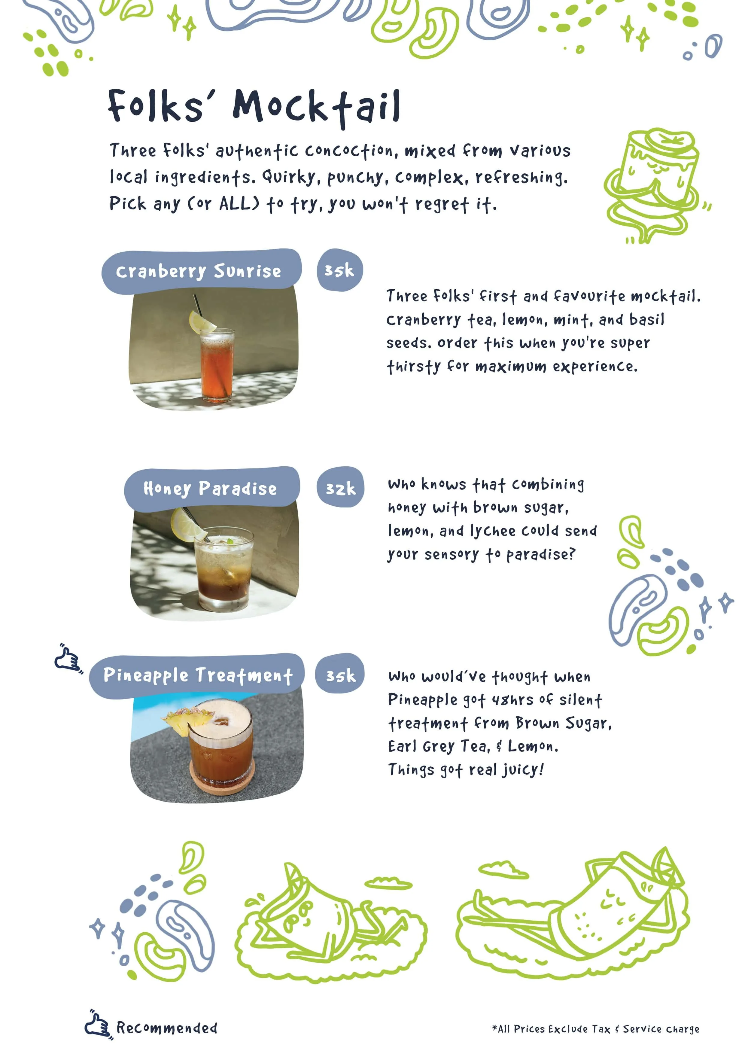 Menu Three Folks Cideng — three folks