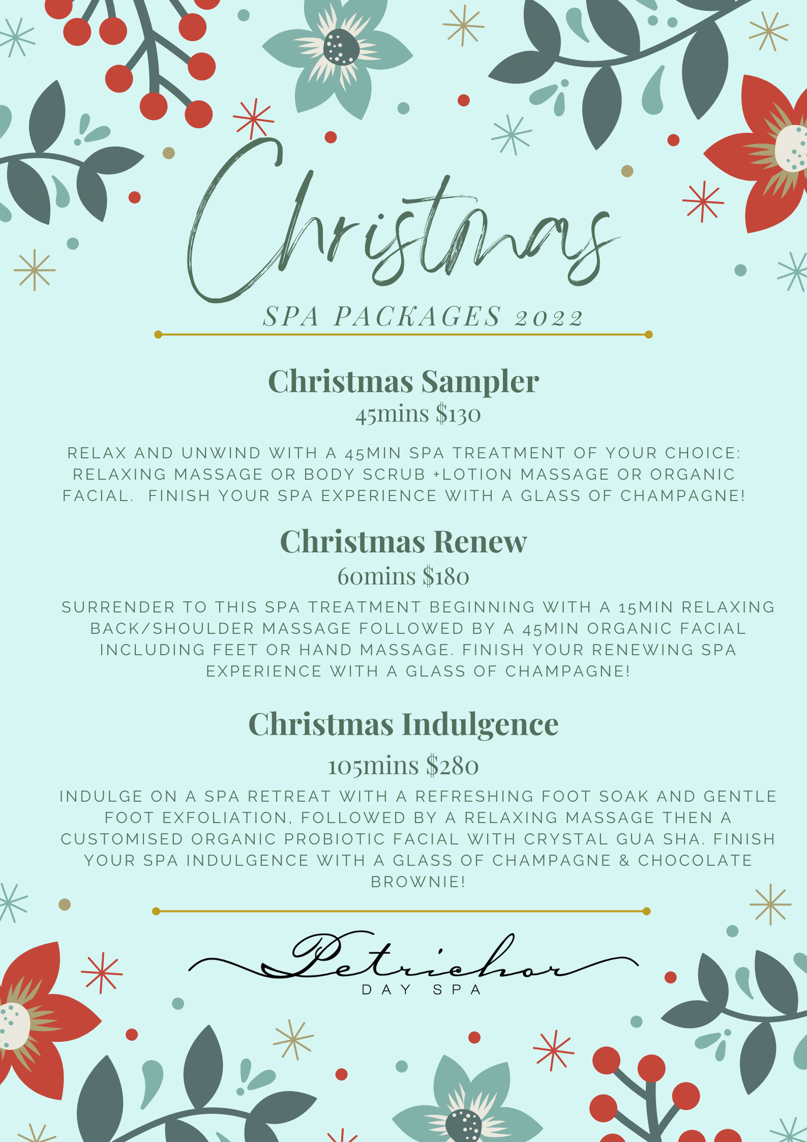 CHRISTMAS PACKAGES | (Copy) — Petrichor Day Spa - Luxury Day Spa ...