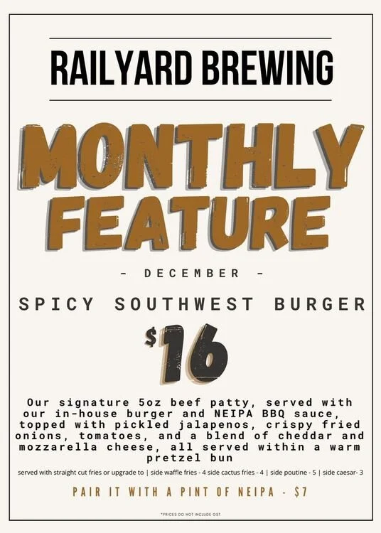 TAPROOM MENUS — Railyard Brewing | Calgary Craft Brewery
