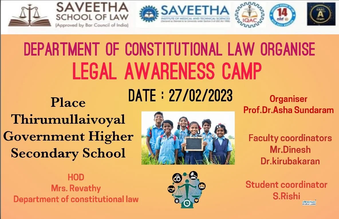 Saveetha School of Law — Legal Awareness Camp
