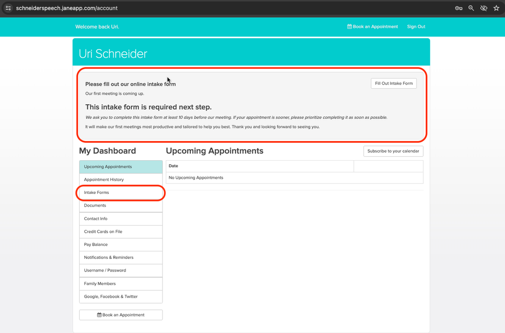 Client Dashboard — Schneider Speech
