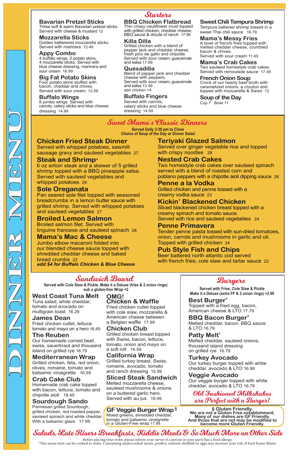 Stony Brook Menu Dinner Menu — Sweet Mama's