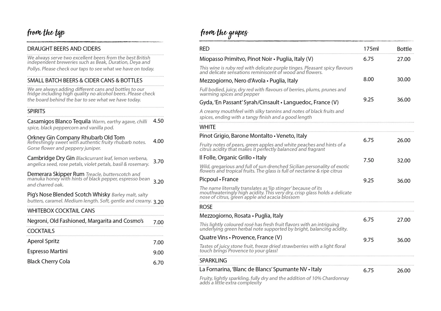 From the bar — douce