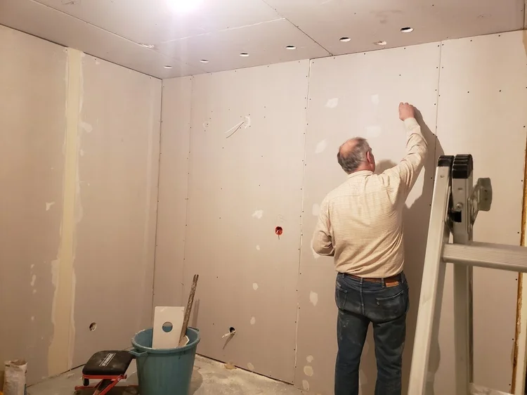 "Long-Arm Room Reno" - Day 4 - Electrical/Drywall Mud — Quilted Twins
