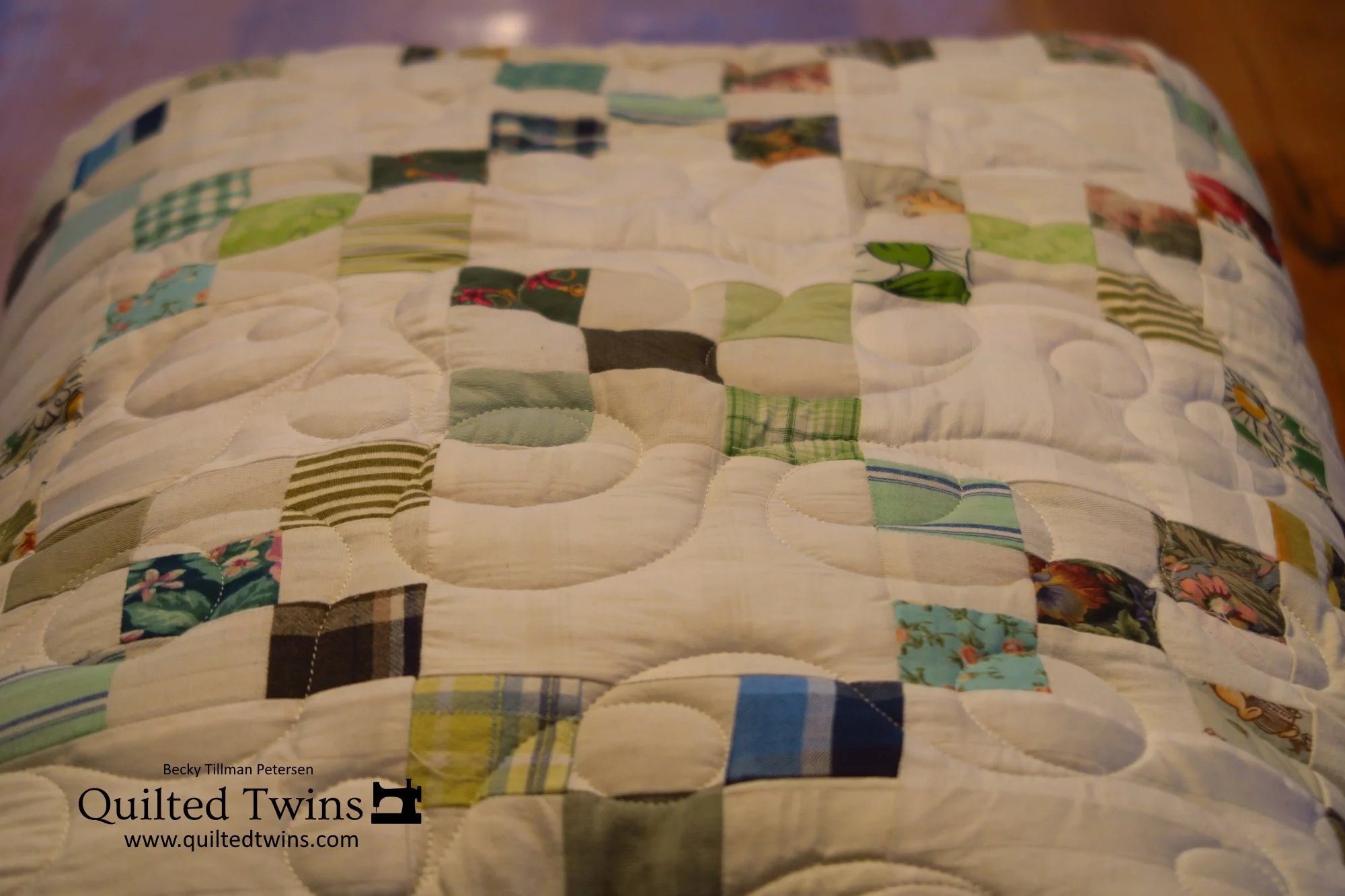 "Classic Irish Chain" - finished from the Upcycled Greens — Quilted Twins