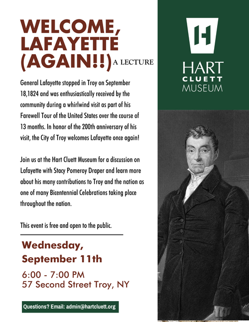 Welcome, Lafayette: A Lecture | Hart Cluett Museum