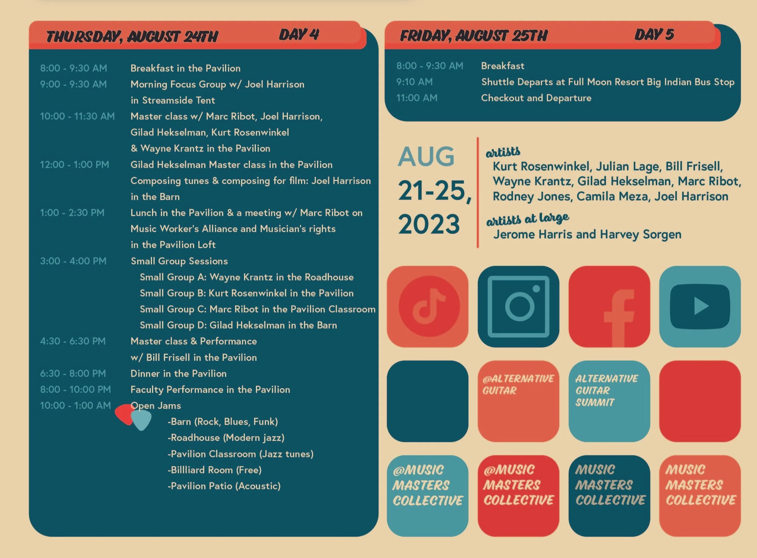 Schedule — Alternative Guitar Summit Camp