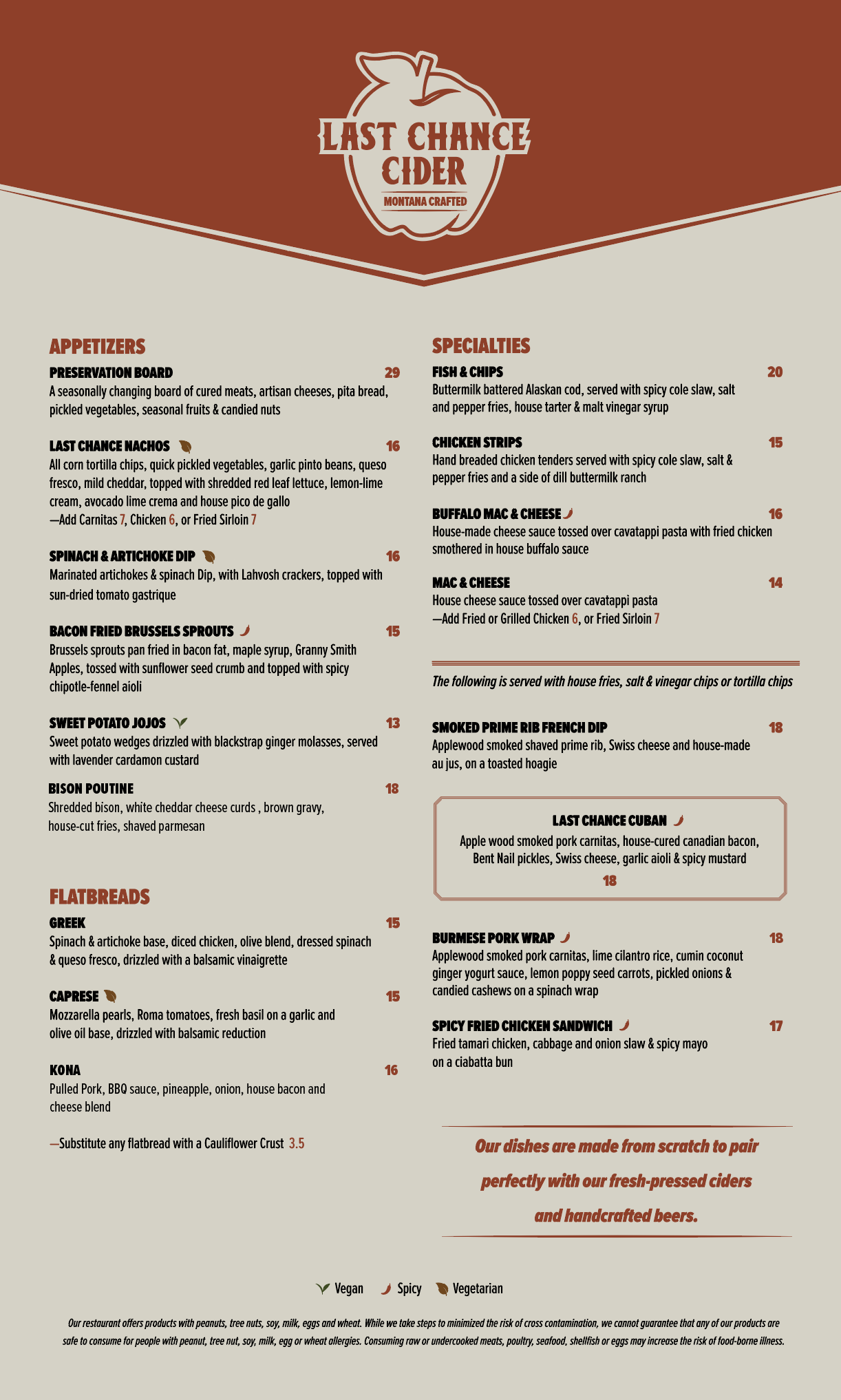 Pub Menu — Last Chance Pub & Cider Mill