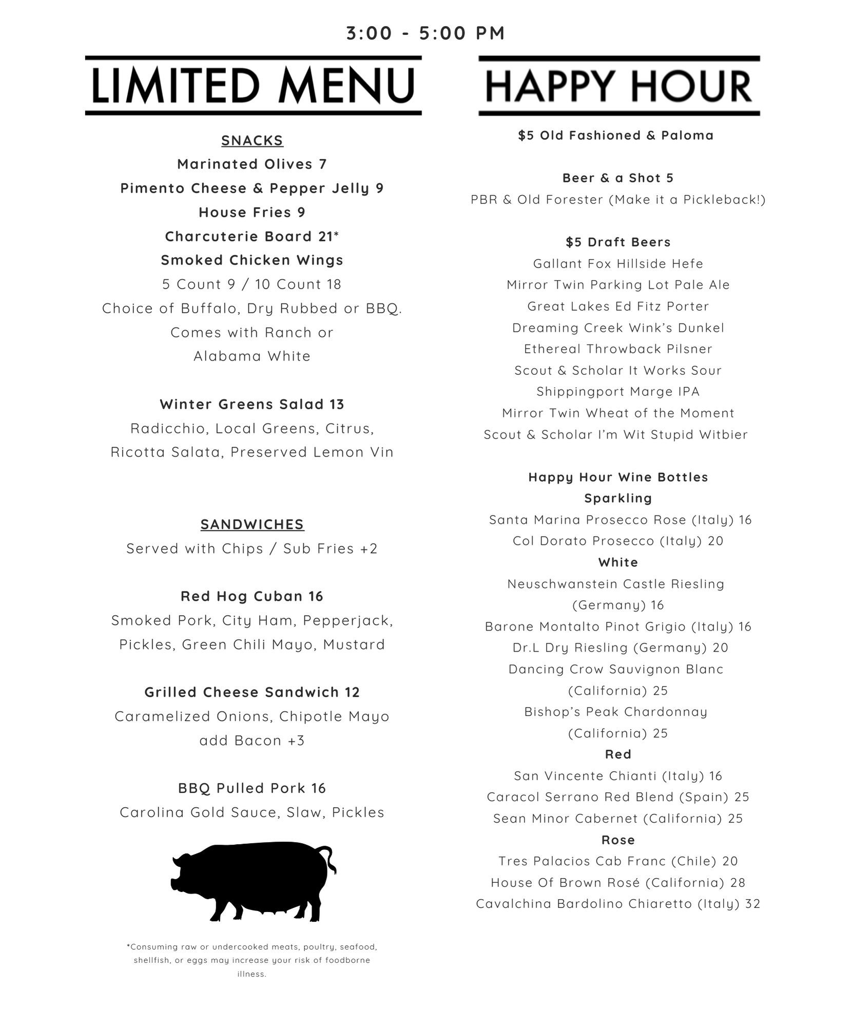 Menu — Red Hog Artisan Meat