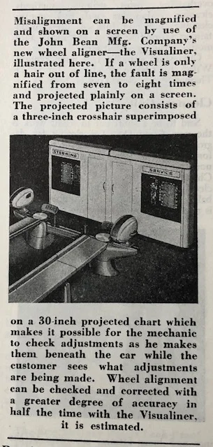 John Bean Visualiner Alignment Cabinets — SERVICE MERCHANDISERS - 1940 ...