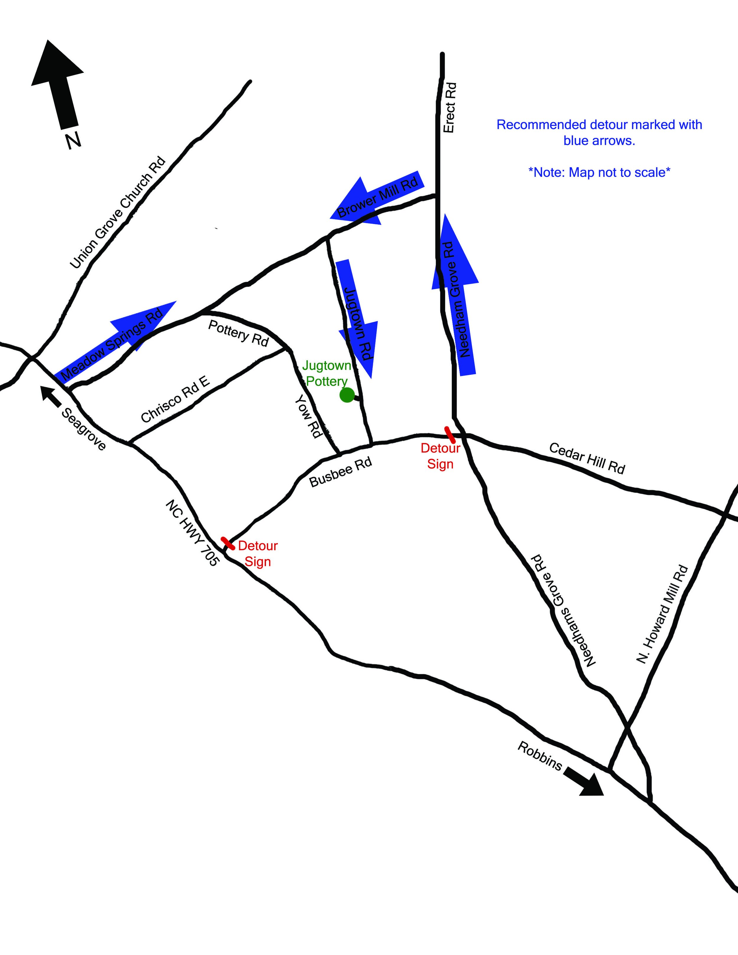 Busbee Road Detour — Jugtown Pottery
