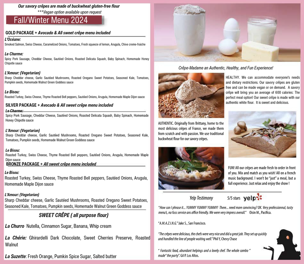 Seasonal Crêpes Menu — Crepe-Madame Catering
