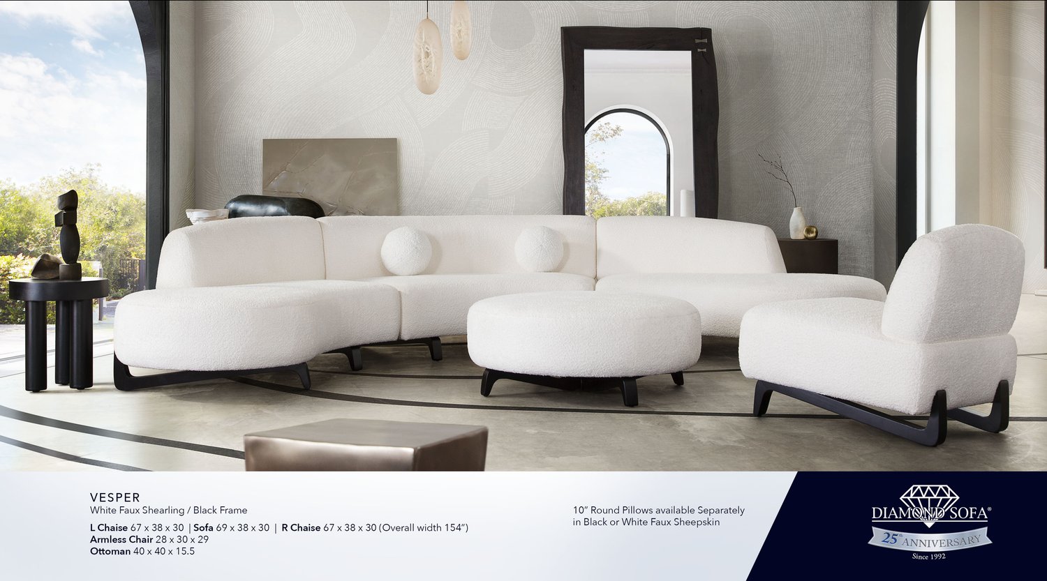 Diamond Modern White Leather Sectional Sofa With Lights | Cabinets Matttroy