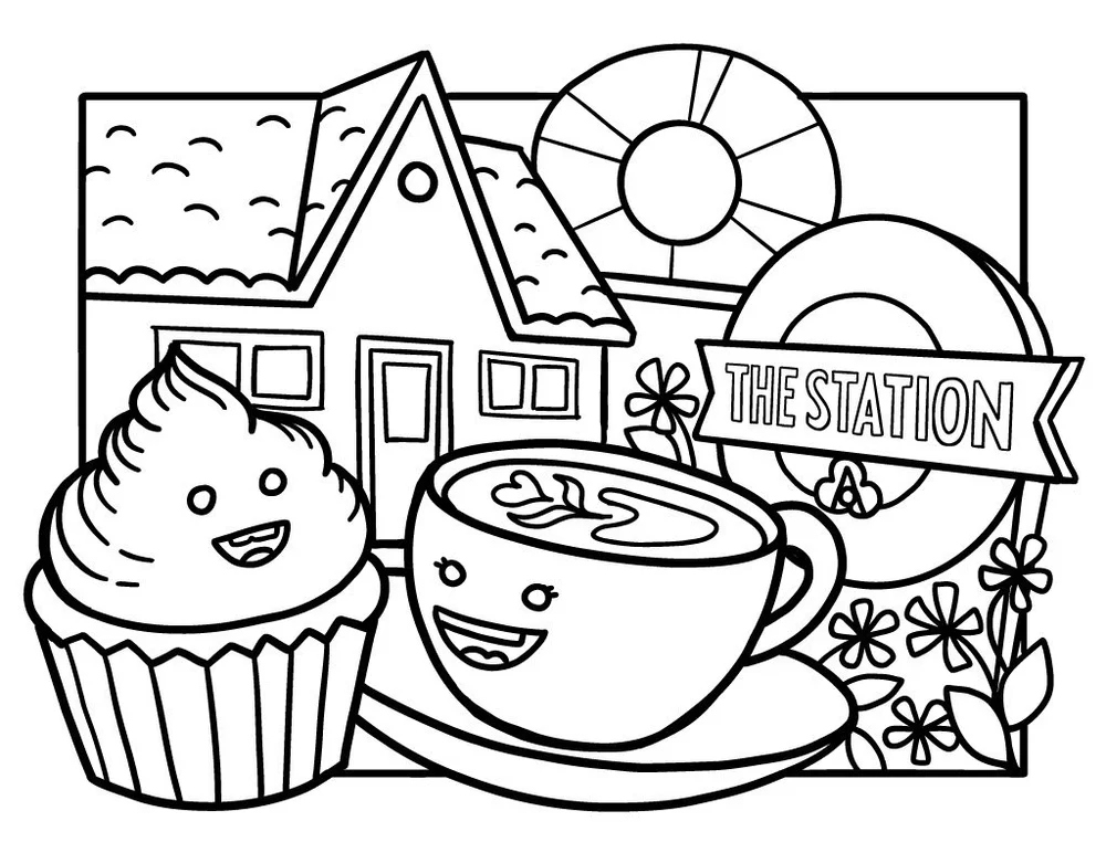 Coloring Page — The Station Coffee Shop and Bakery