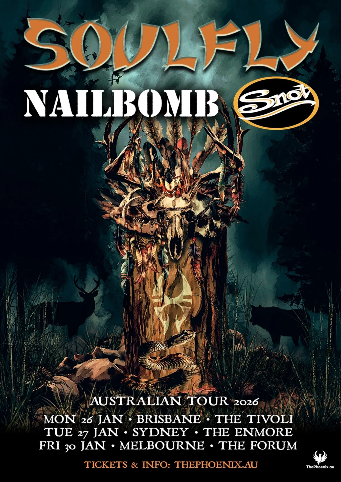 Soulfly, Nailbomb & Snot – Australia Tour January 2026