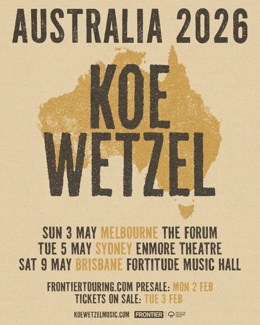Koe Wetzel – Australian Tour 2026