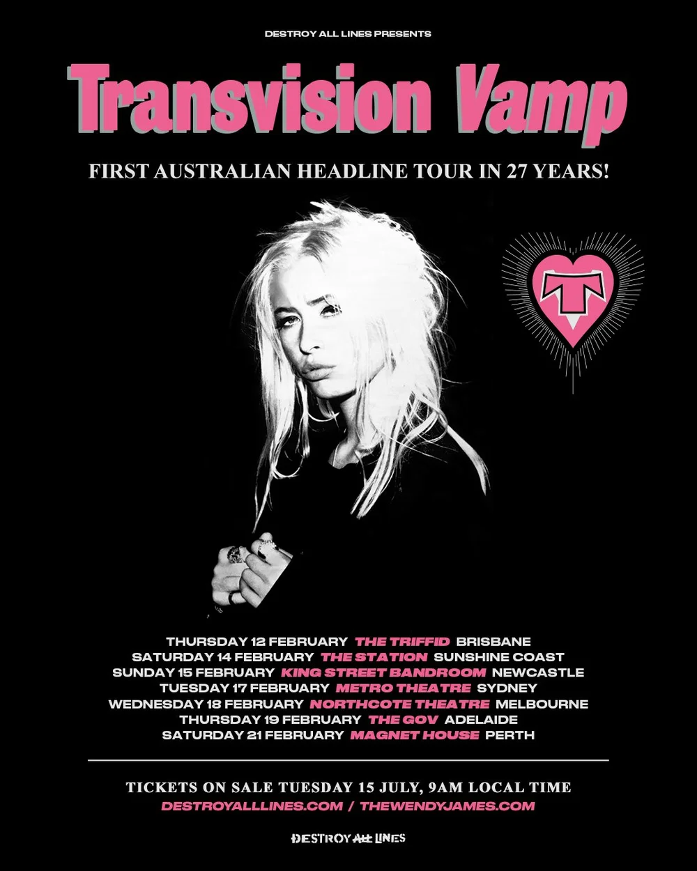 Transvision Vamp – Australian Tour 2026