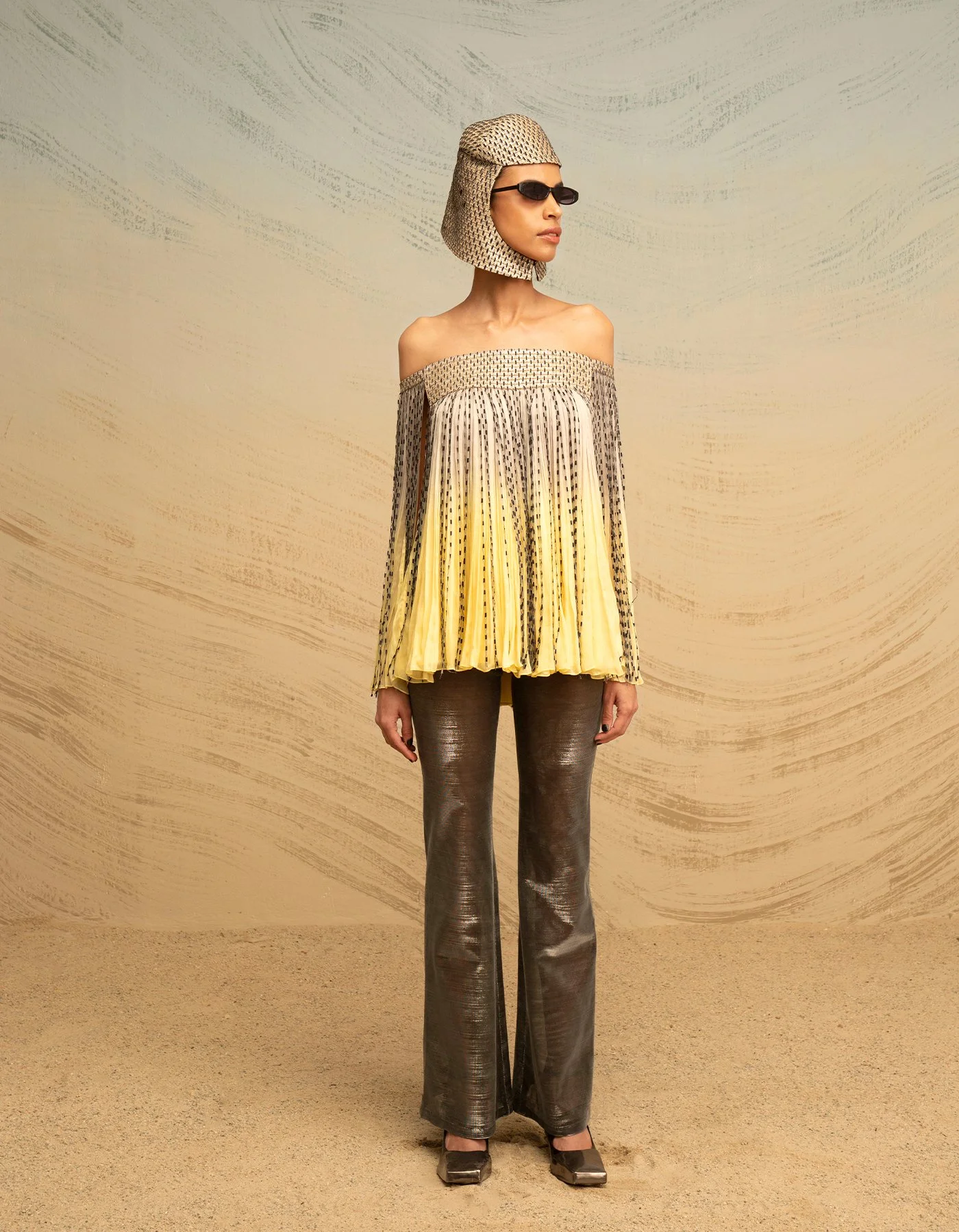 Sheer Silver Metallic Trousers — A K H L