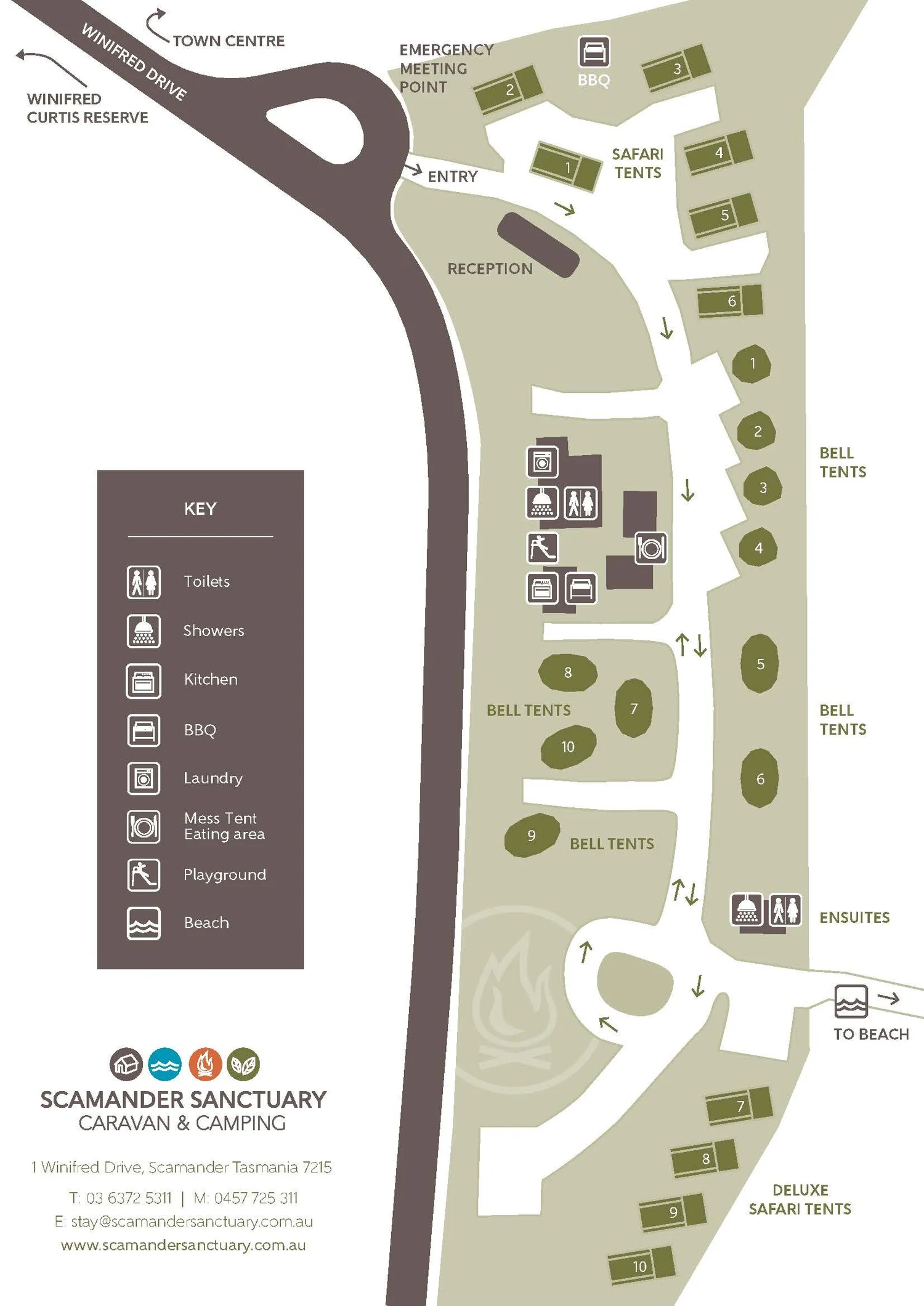 Park Map — Scamander Sanctuary Holiday Park
