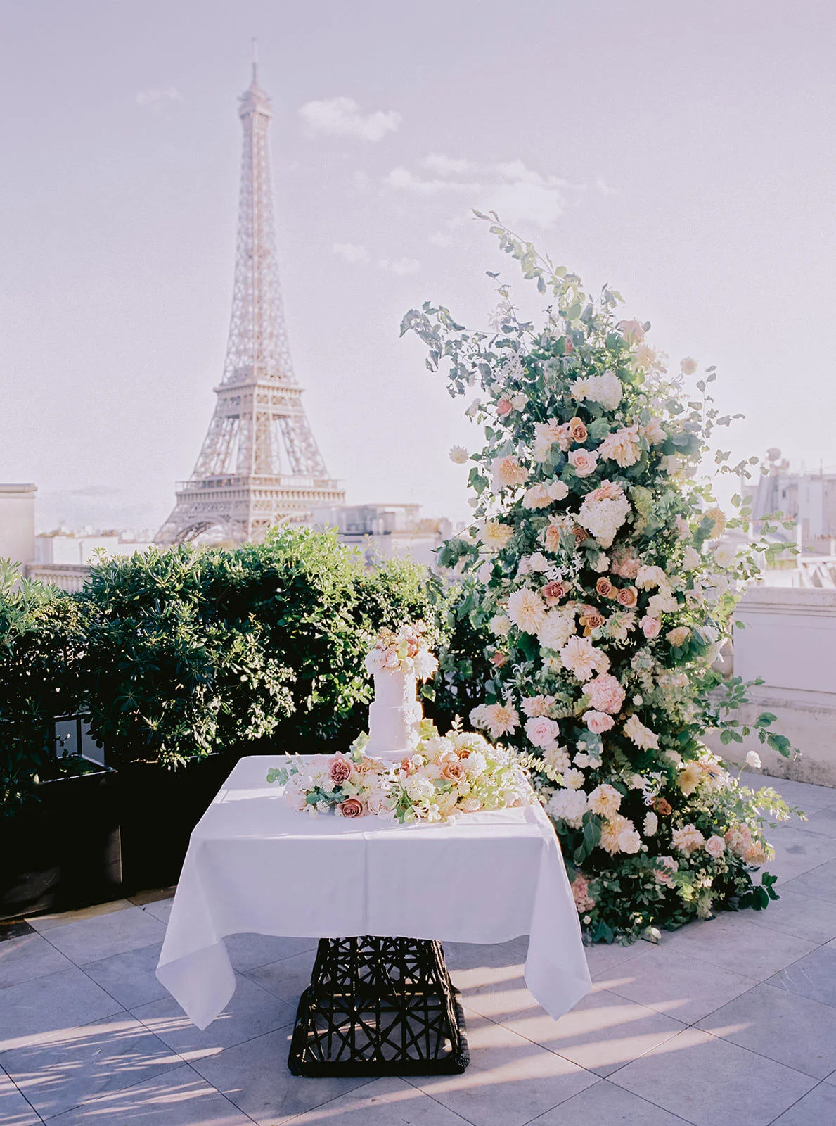 Paris Destination Wedding - rooftop ceremony overlooking the Eiffel ...