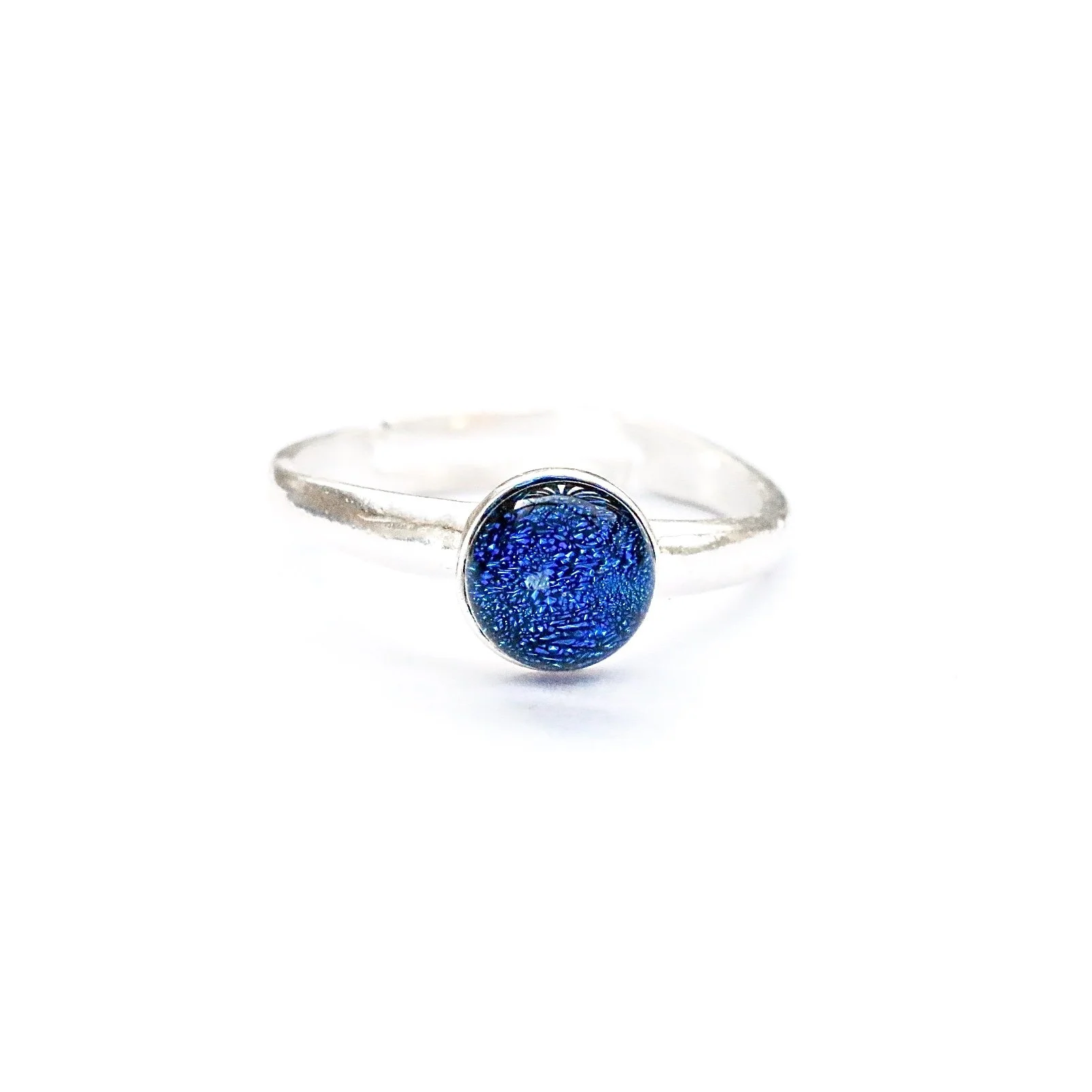 Autumn coloured fused glass and sterling silver ring
