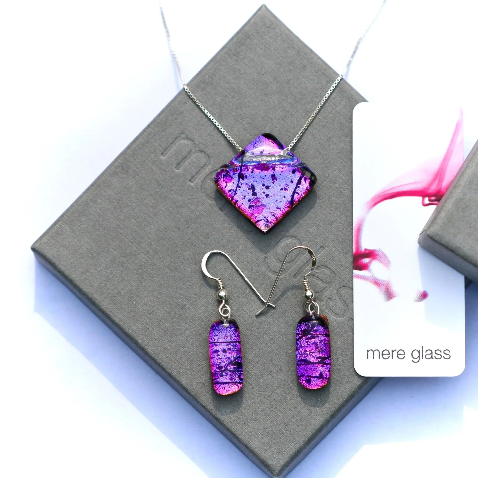 Pink Purple Blue Fused Glass Jewellery