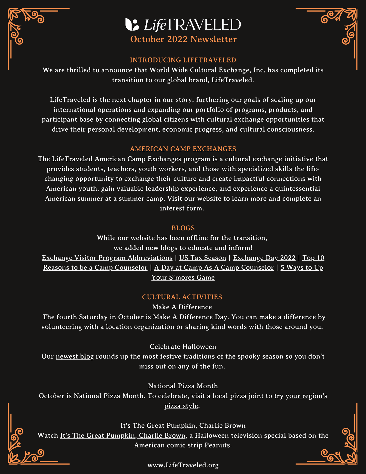 October 2022 Newsletter — LifeTraveled