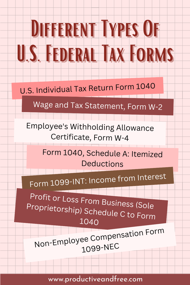 Different Types of U.S. Federal Tax Forms — Productive and Free