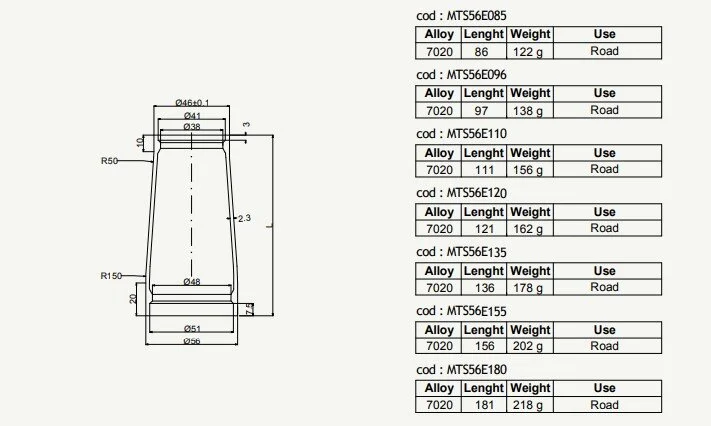 50MM Ø X 200MM HEAD TUBE STOCK FOR 44MM HEAD SETS — BICYCLE FABRICATION ...