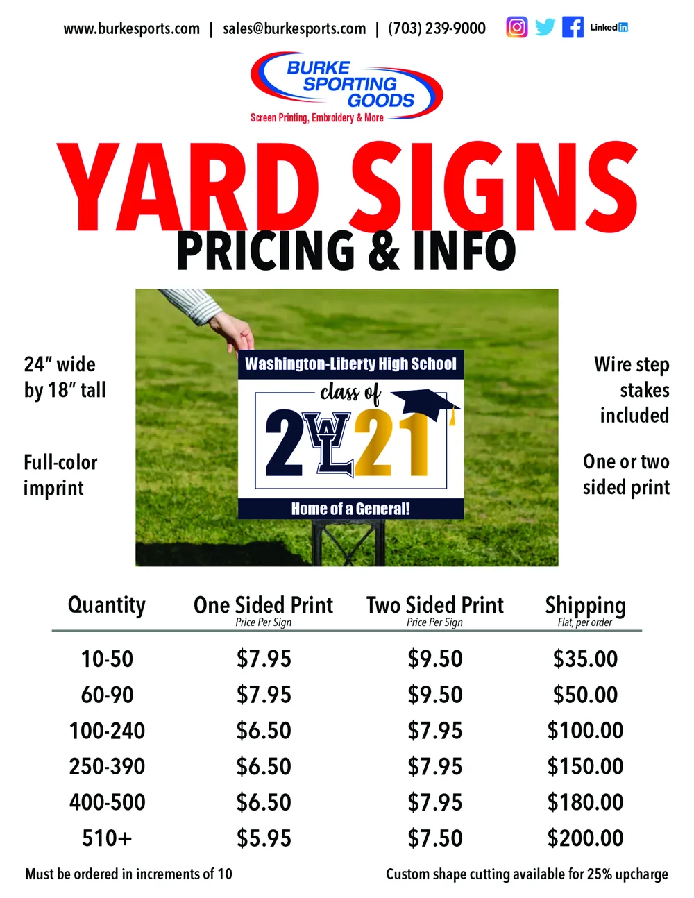 Yard Signs Pricing and Information | Burke Sporting Goods — Burke ...