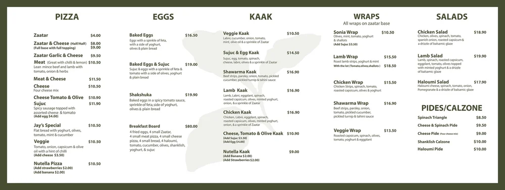 Menu — Oregano Bakery