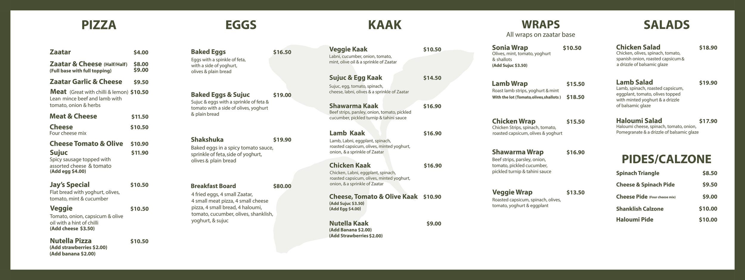 Menu — Oregano Bakery