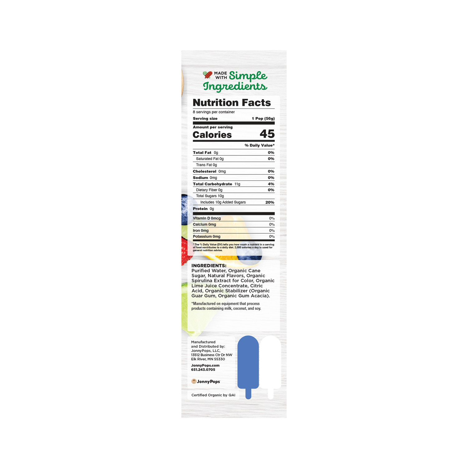 Organic Blue Wave Water Pop | JonnyPops©