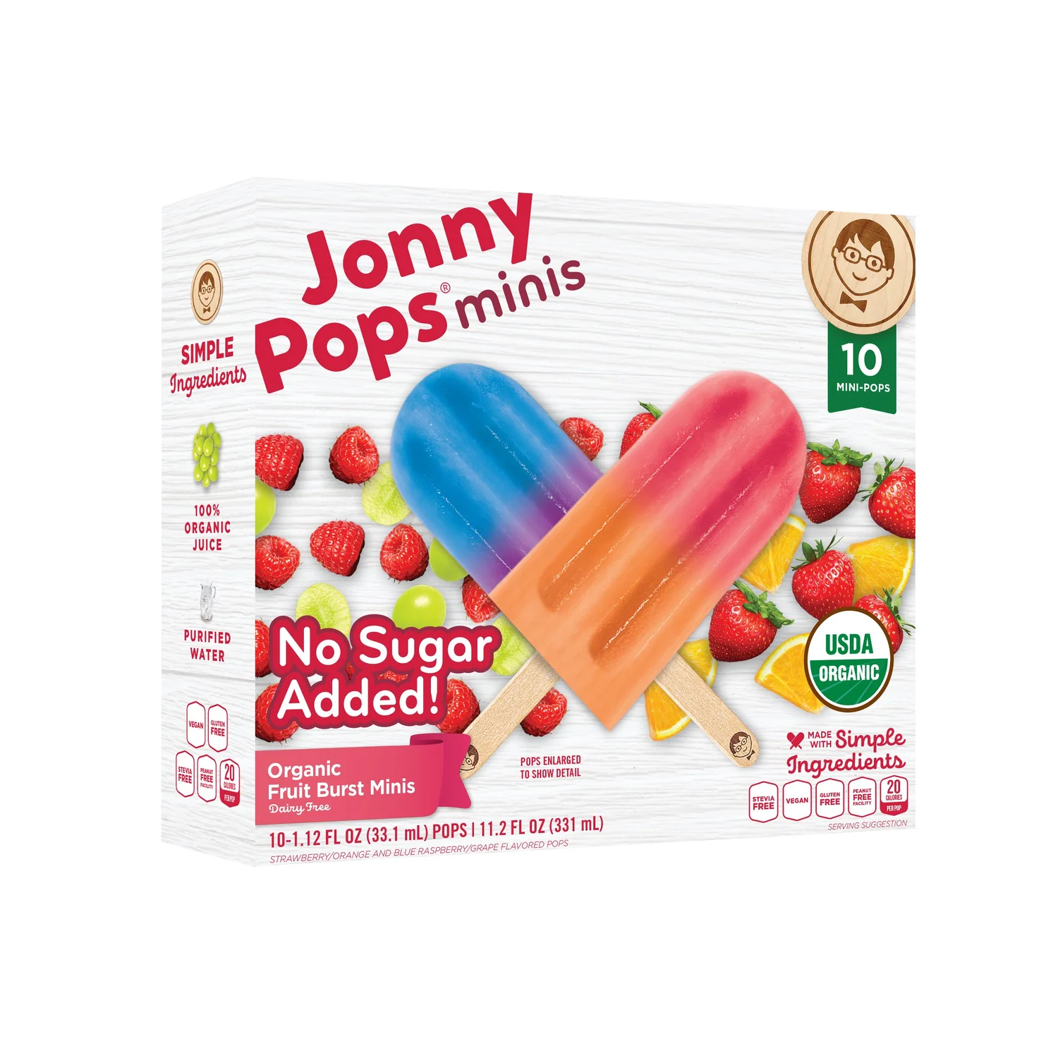 Organic No-Sugar-Added Fruit Burst Minis | JonnyPops©