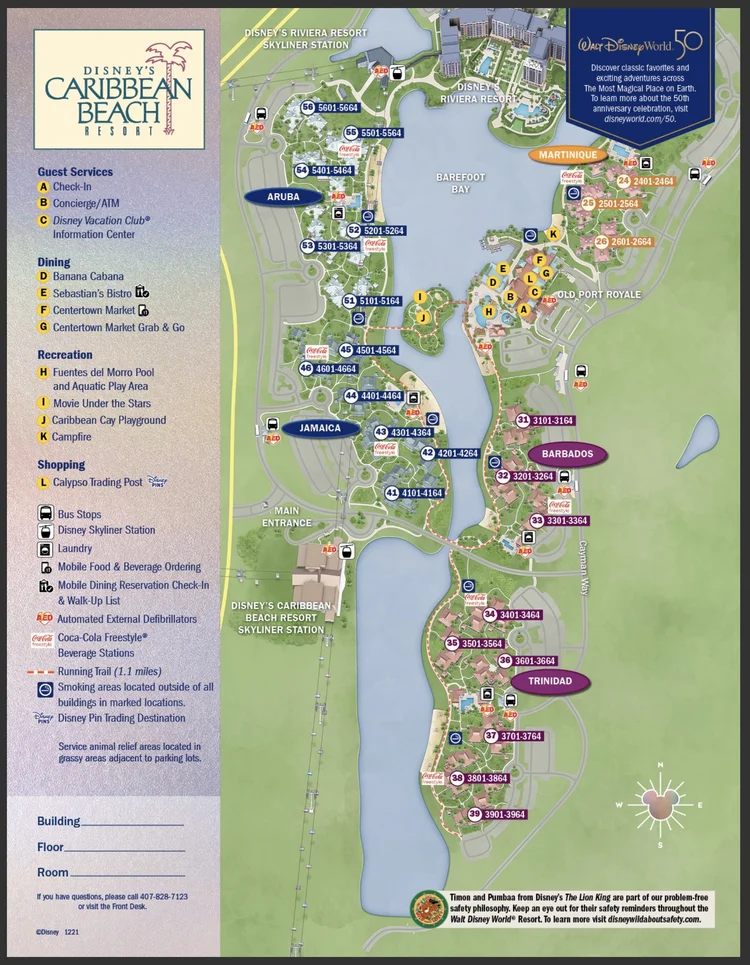 Disney's Caribbean Beach Resort Map