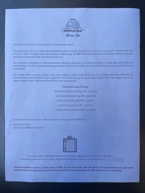 Review of Atrium Club Level at Disney's Contemporary Resort