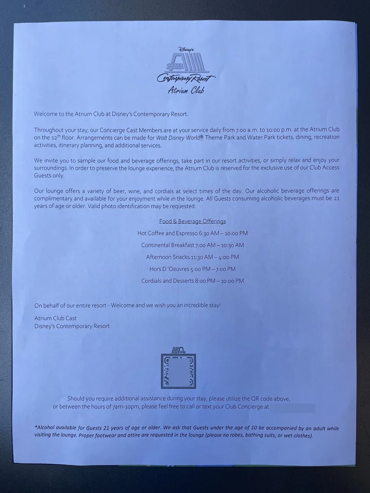 Review of Atrium Club Level at Disney's Contemporary Resort