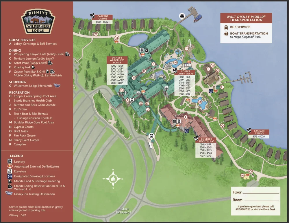 Disney's Wilderness Lodge Map